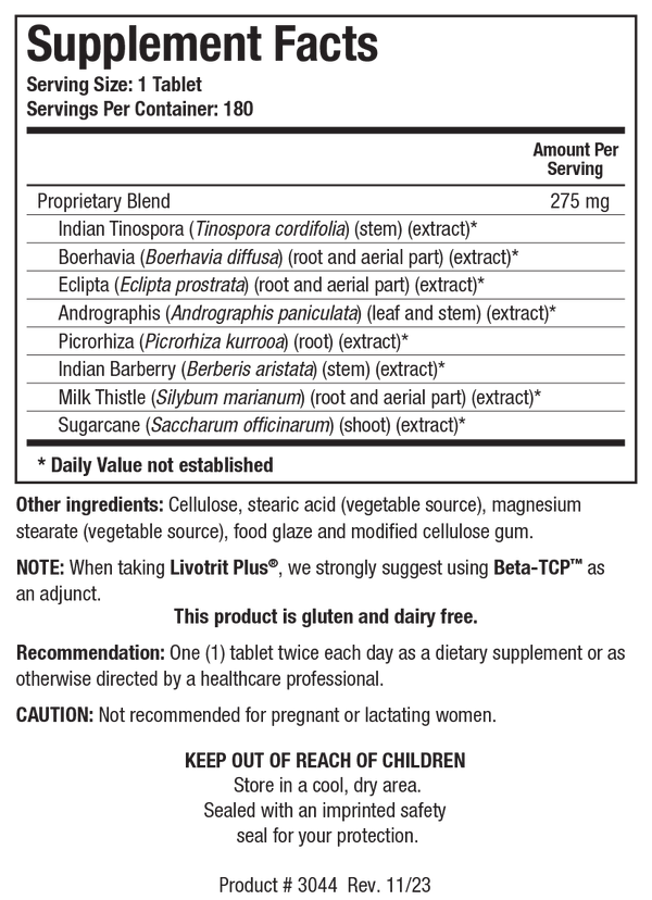 Livotrit Plus® (Ayurvedic) | Biotics Research