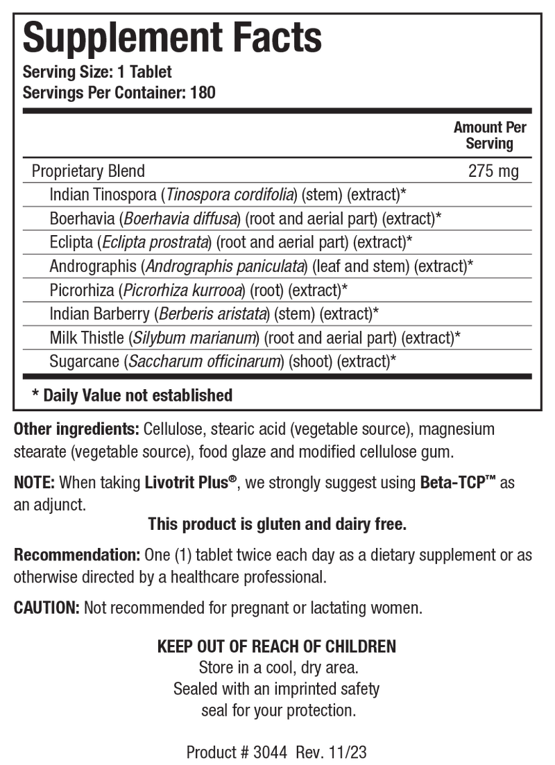 Livotrit Plus® (Ayurvedic) | Biotics Research